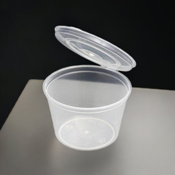 100ml Plastic Sauce Containers with Hinged Lid - Natural, - Packware
