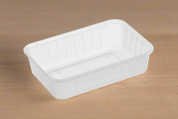 Ribbed Rectangle Plastic Containers Natural 680ml GENFAC - Packware