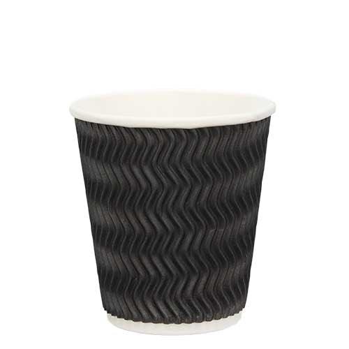 12oz Ripple Wall Coffee Cups-Black - Packware