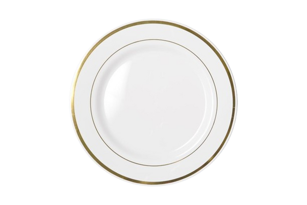 Buy 260mm Heavy Duty White Dinner Plate with Gold Lining in Melbourne ...
