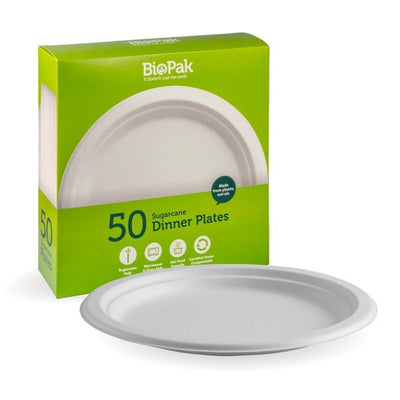 50 Pack - 25cm / 10" White BioPlates - Packware