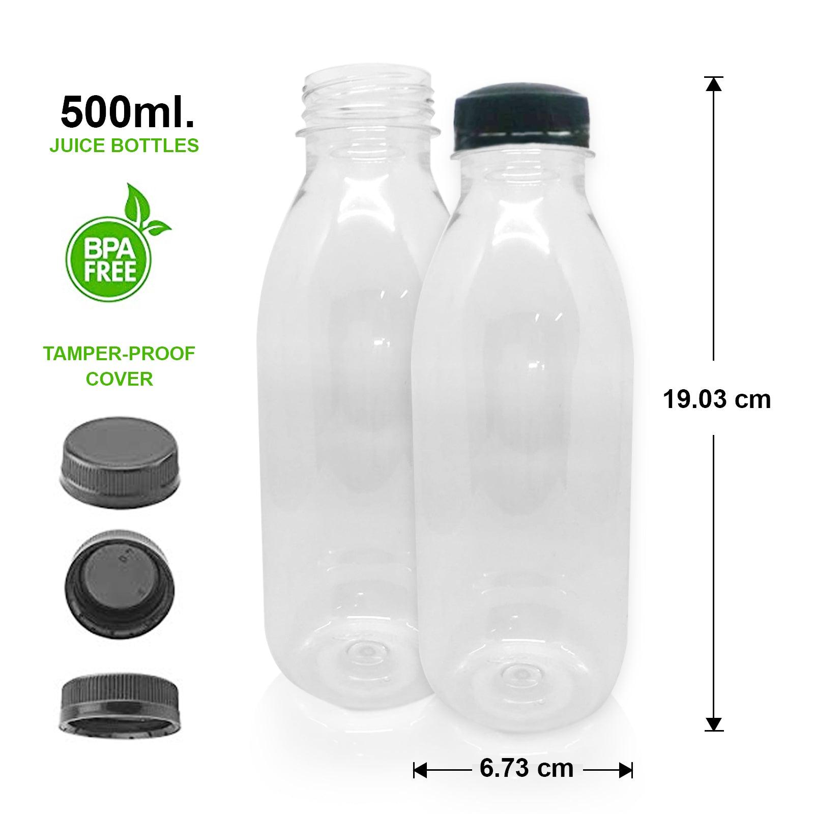 500ml Round Bottles Clear PET Plastic With 38mm Lids Tamper Evident ...
