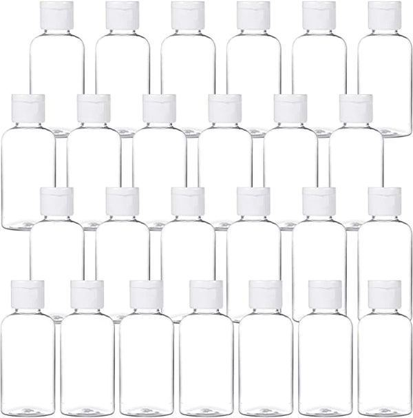 50ml Mini Bottle Plastic Clear Reusable With Lids- 50QTY - Packware