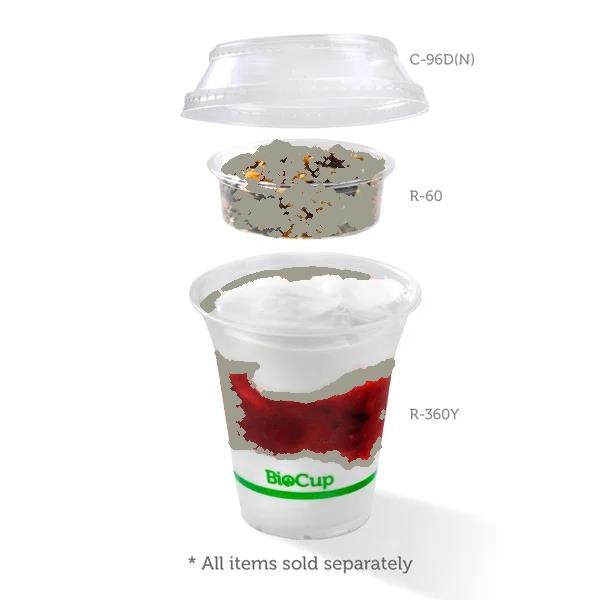BioPak Raised Lid 96mm No Hole Fits 300-700ml BioPak Cups (C-96D(N ...