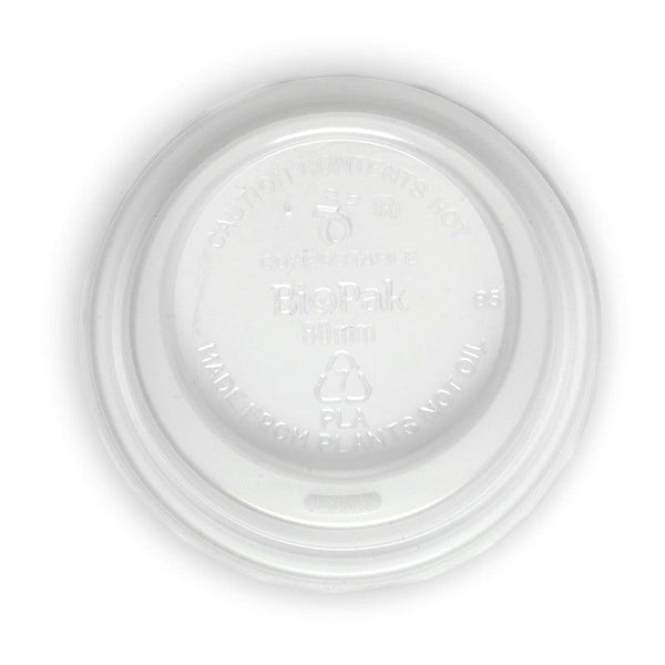 Bioplastic Lid for 80mm BioCups - Carton of 1000 (GL80PLA) - Packware