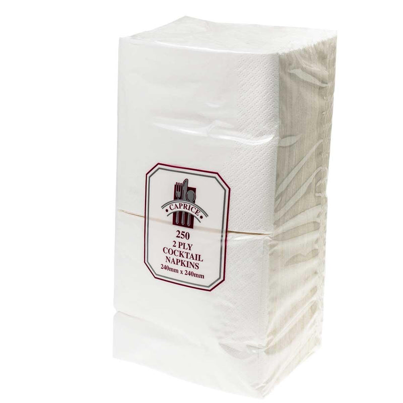 Caprice Cocktail White Ultrasoft Quilted Napkin - 2000 Napkins per Carton - 250 per Pack - Packware
