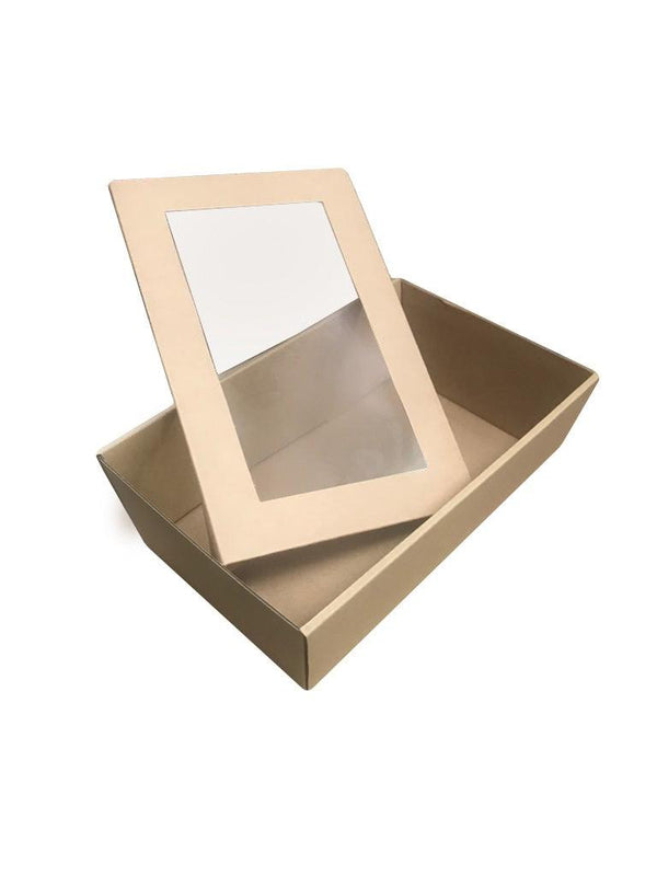 Catering Trays -Small- Brown 255X155X80mm With Kraft LIDS -Qty 50 ...