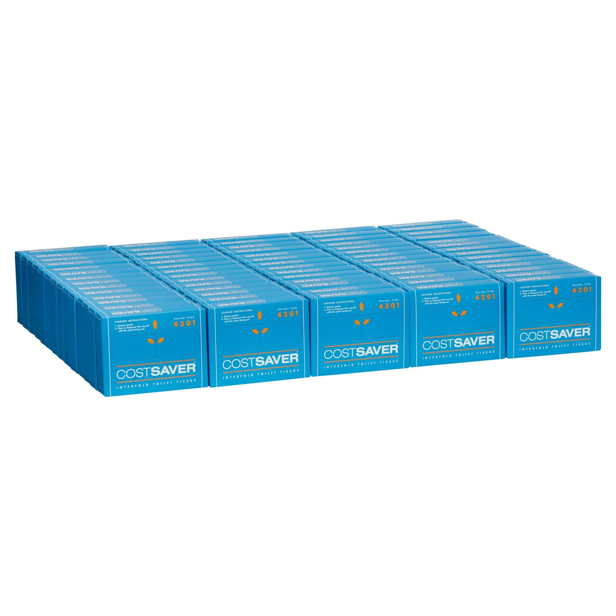 COSTSAVER® Interfold Toilet Paper (4301), 1-Ply Toilet Tissue, White, 72 Packs / Case, 200 ...