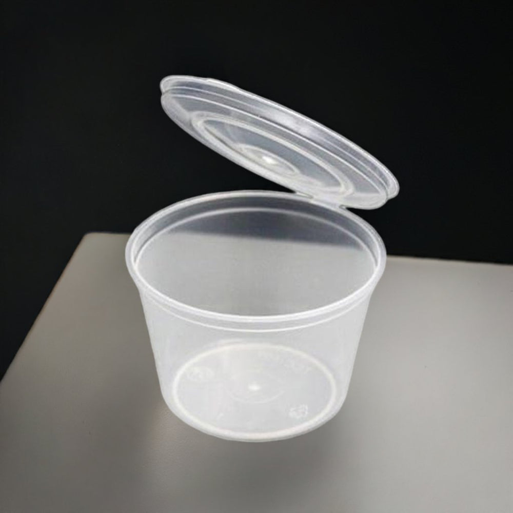 100ml Plastic Sauce Containers with Hinged Lid - Natural, - Packware