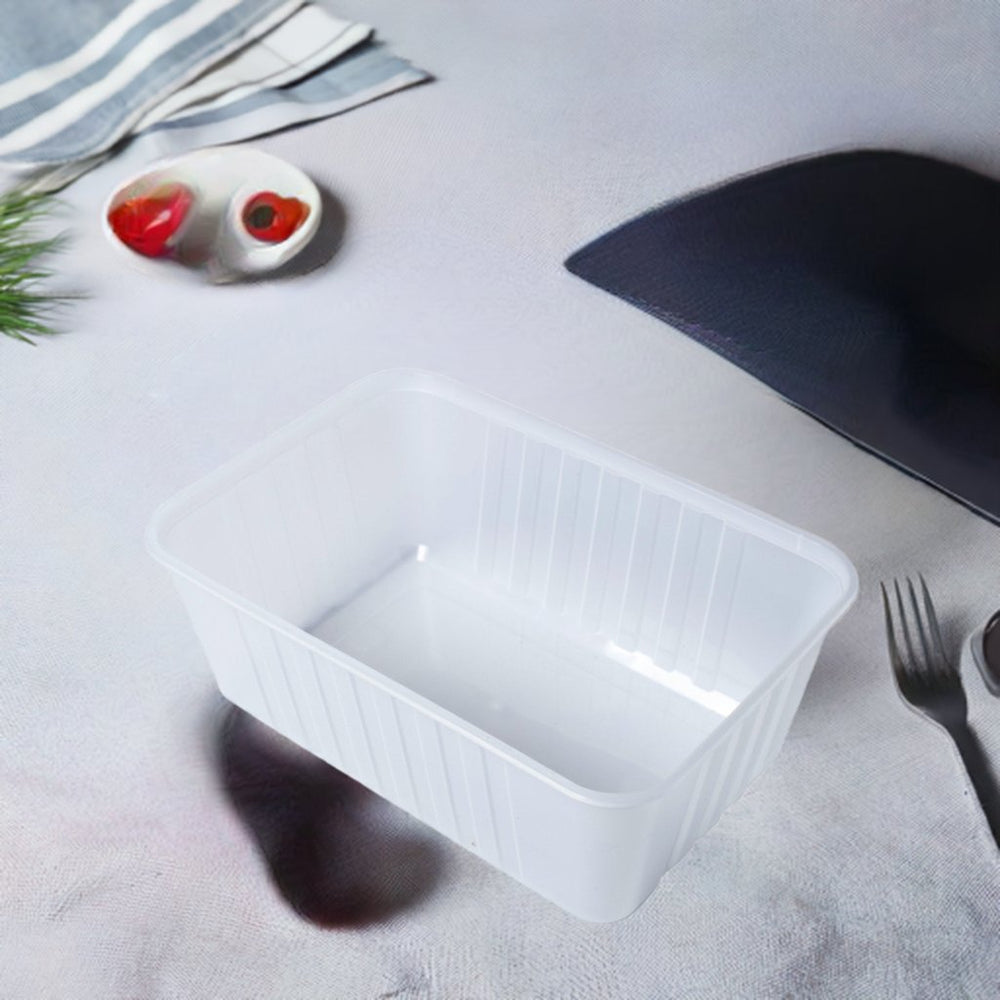 Ribbed Rectangle Plastic Containers Natural 1000ml - GENFAC | BPA-Free ...
