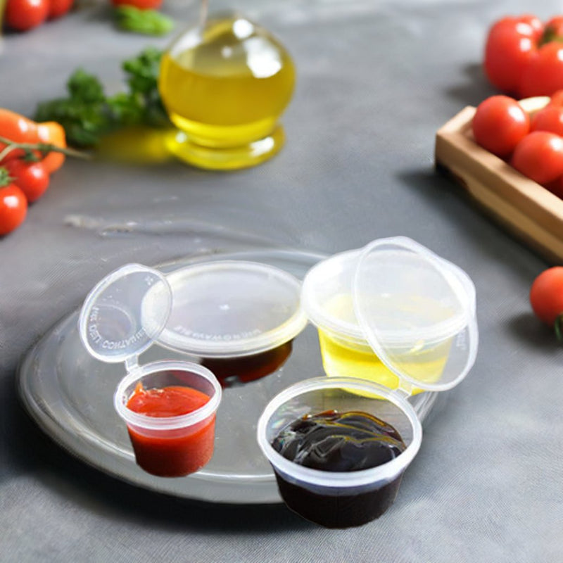 35ml Sauce Plastic Containers with Hinged Lid - Natural, 1000 Pack ...