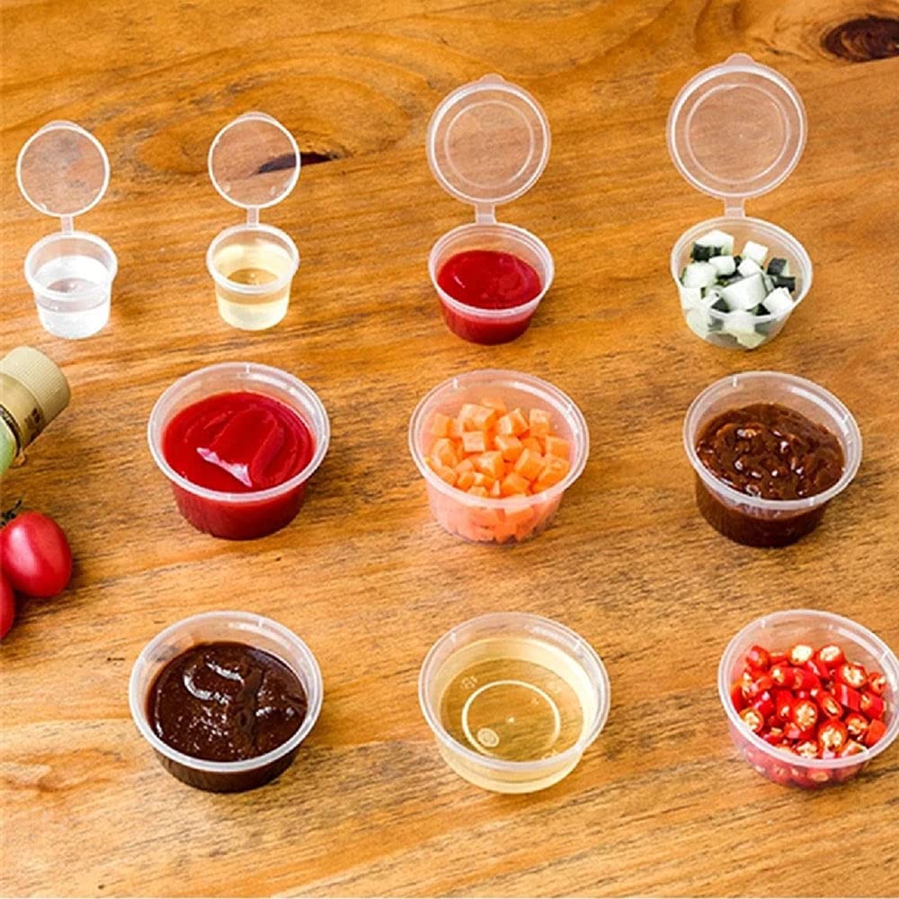 35ml Sauce Plastic Containers with Hinged Lid - Natural, 1000 Pack ...