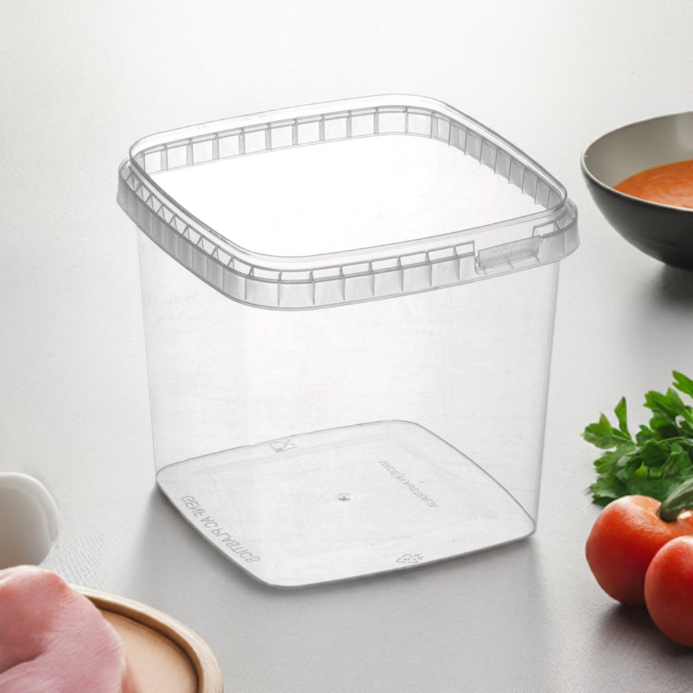Tamper Evident Plastic Containers Square 1200ml GENFAC - Packware