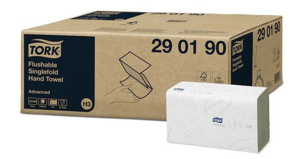 Tork Flushable Singlefold Hand Towel 2-Ply Advanced H3 – 250s x 15 ...